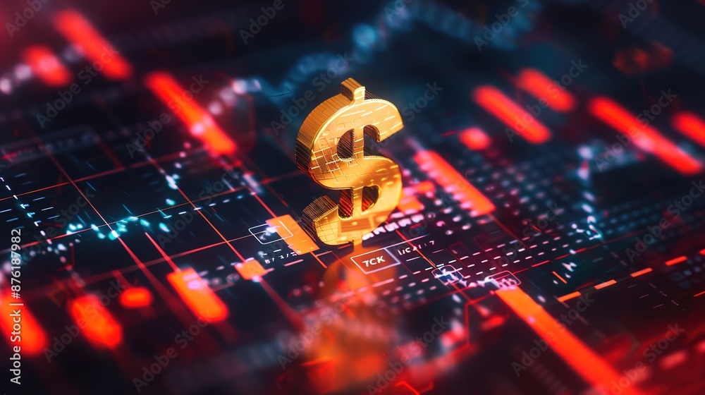 dollar sign, financial stock market background with Financial Stock ...