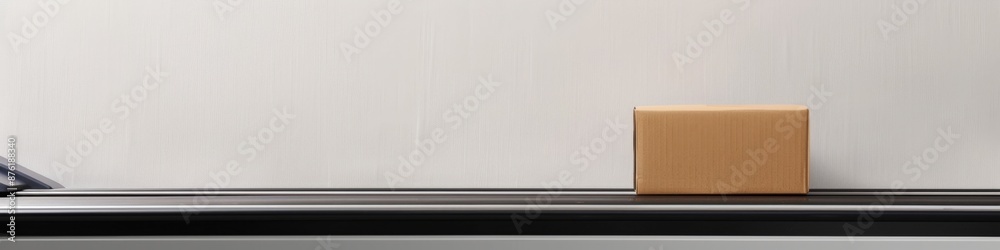 Cardboard Box on Treadmill Against Light White Background, Perfect for ...