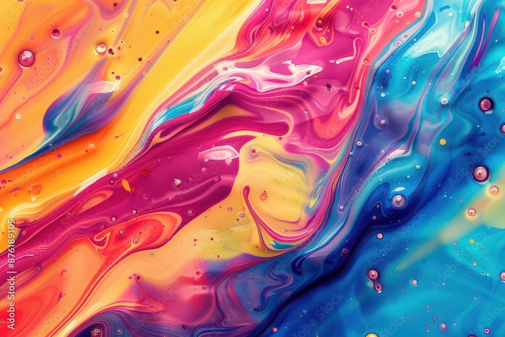 psychedelic digital artwork of vibrant paint streams merging and ...