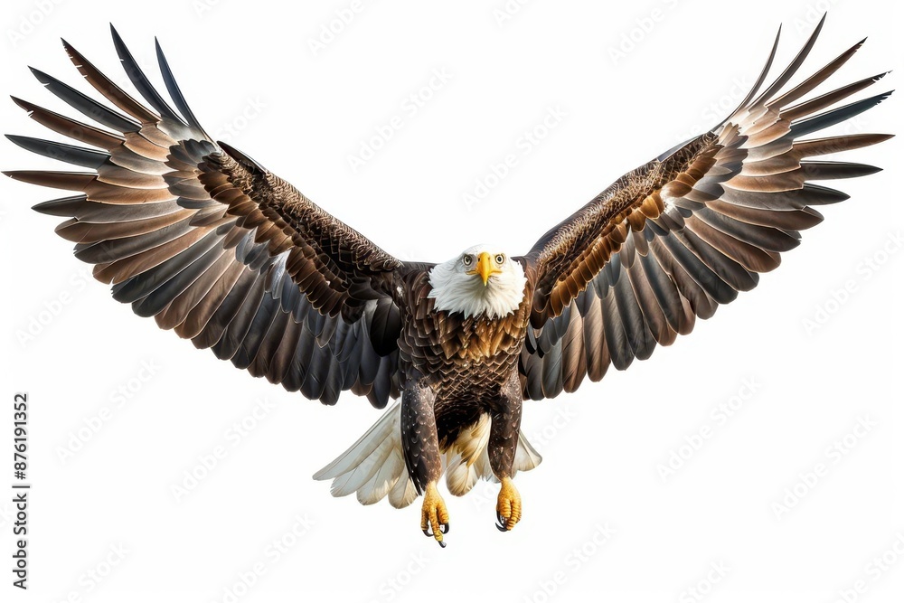 realistic bald eagle in flight with wings spread wide patriotic ...