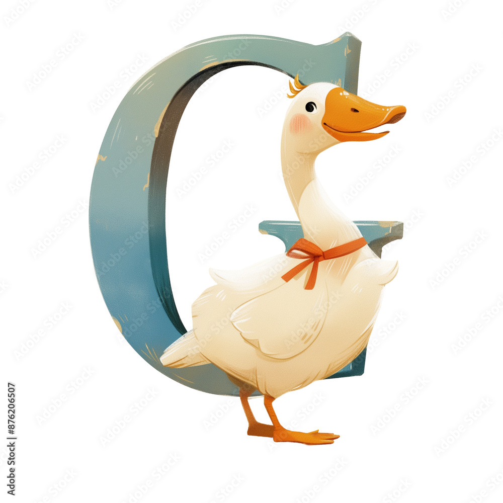 Goose and blue letter G, children's book illustration from the alphabet ...