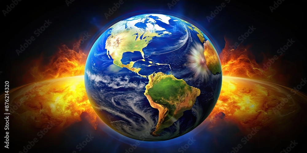 Artistic representation of global nuclear threat , nuclear war, atomic ...