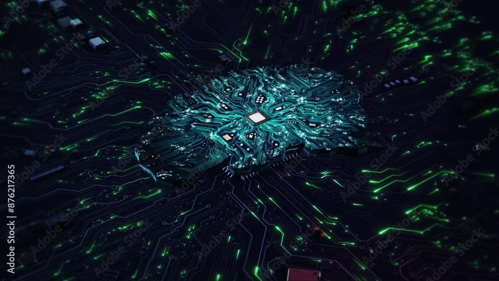 3D animation of digital chip Central Computer Processors CPU ...