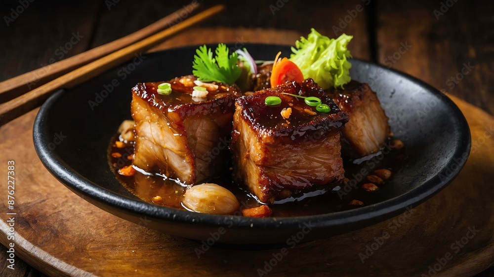 paksiw na lechon kawali crispy pork belly stewed in v Filipino dish ...