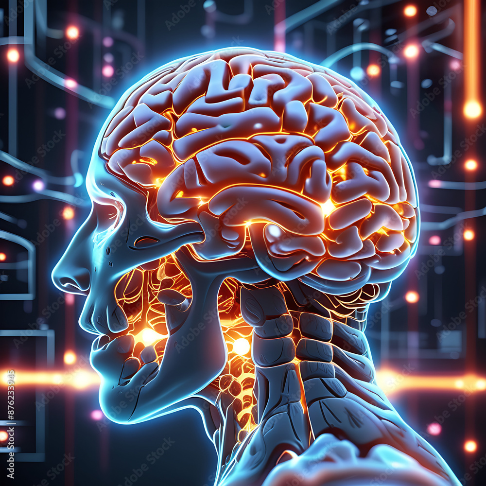 "Create an animation showcasing the human brain anatomy and ...