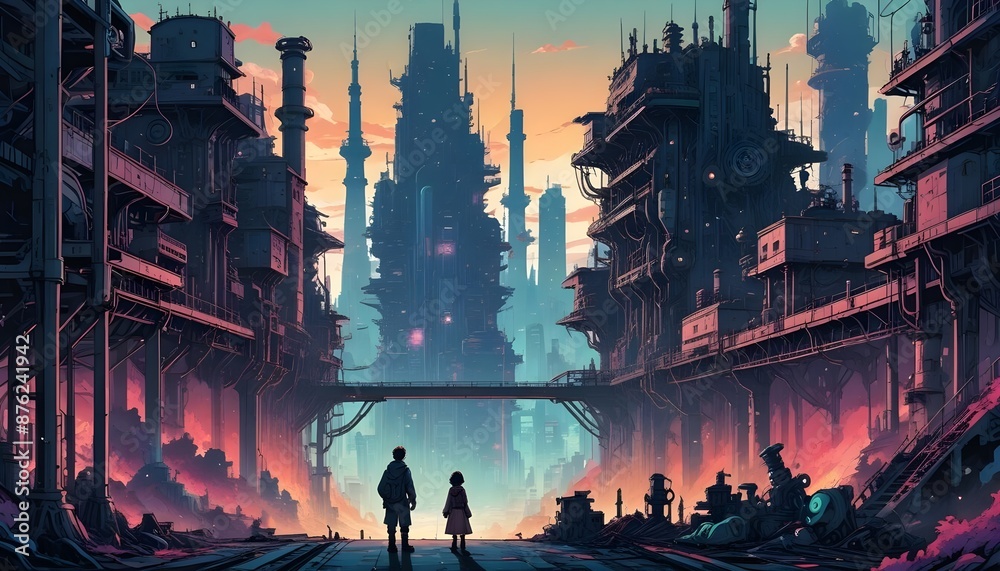 3d Rendering of Post-Apocalyptic Industrial Landscape with AI AGI ASI Robot - Dystopian Tech ...