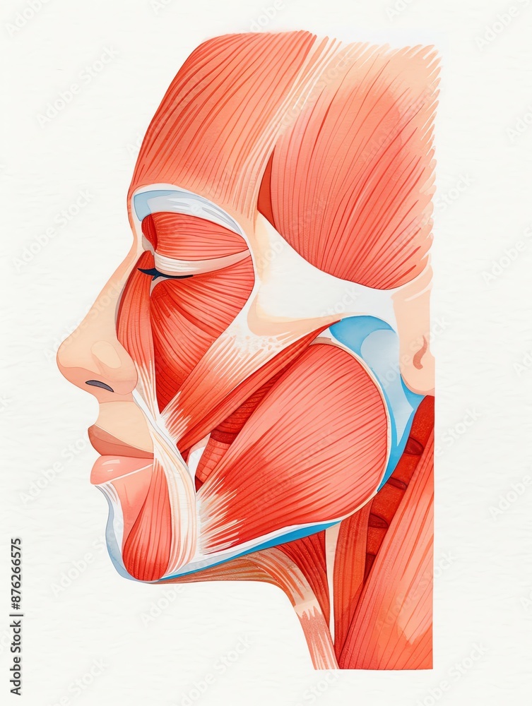 Detailed illustration of the SMAS facelift technique, showing muscle ...