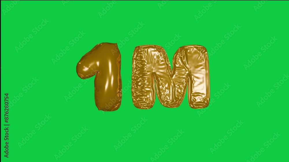 One million followers balloon font animation golden 3d balloon typeface ...