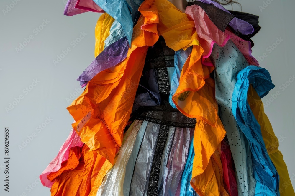 Eco-Friendly Fashion Statement: Colorful Garment Upcycled from Waste ...