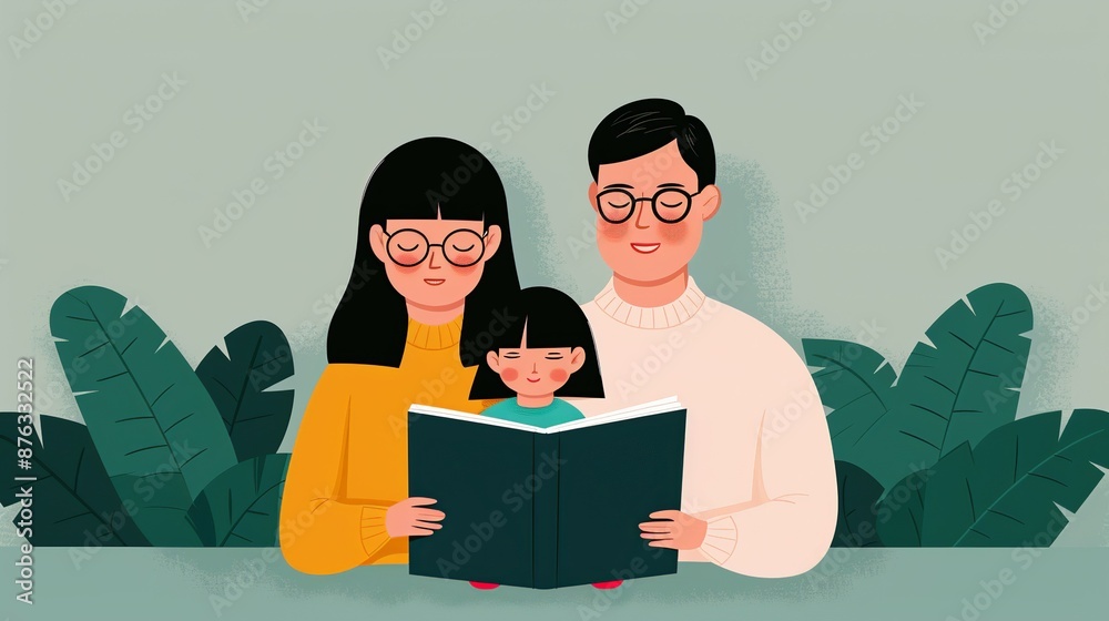 Showcase educational moments in family life with illustrations of ...