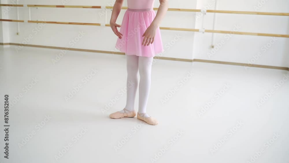 Young ballet girl at studio lesson. Training performance. Stretching ...