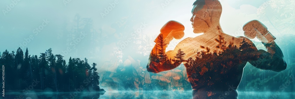 Dynamic Double Exposure Image Blending Scenes of Swimming and Boxing ...