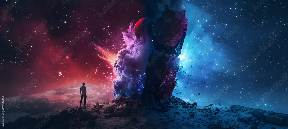 When ideas collide. Two ground of ideas or ideology colliding and ...