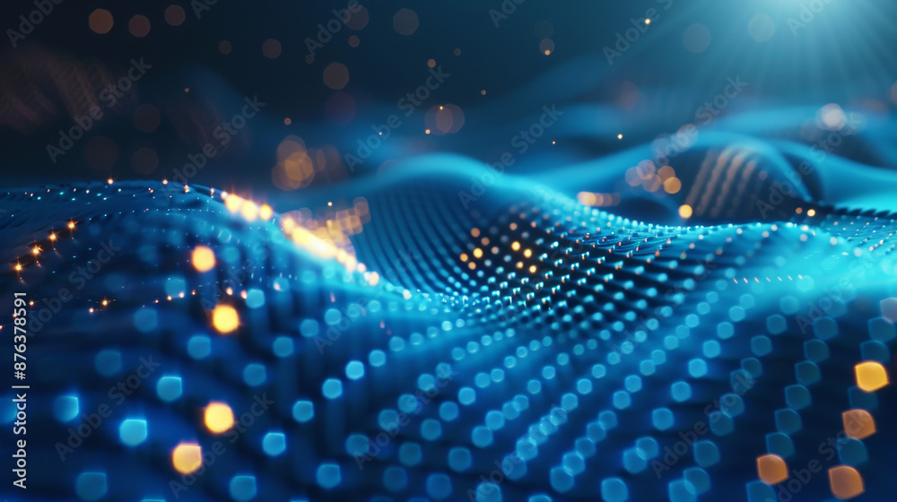 Abstract blue-themed background where circles transform into graph ...