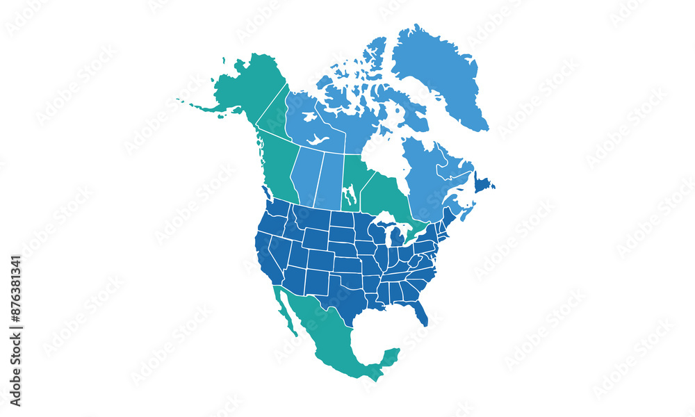 North America map isolated on white background.modern colorful style ...