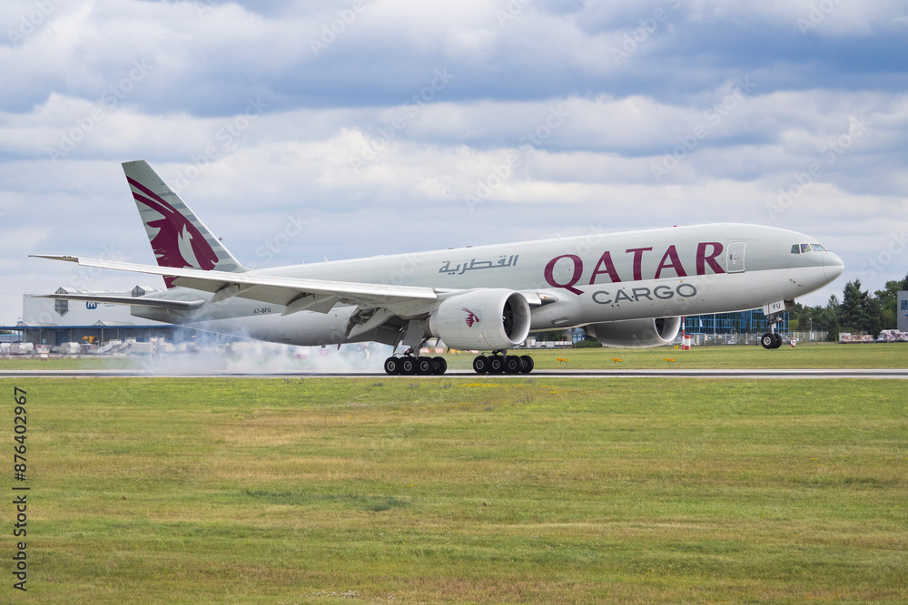 PRAGUE - July 4, 2024: Qatar Cargo Boeing 777-F REG: A7-BFU at Vaclav ...