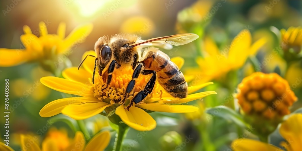 Honey bee essential pollinator of flowers and plants celebrated on ...