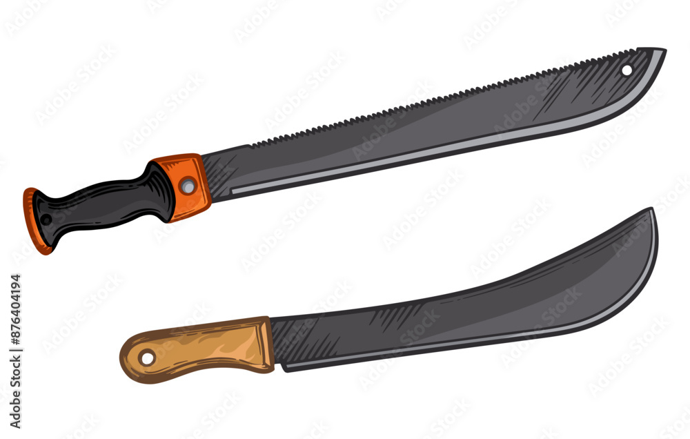Vector illustration of a machete. Machete isolated on white background ...