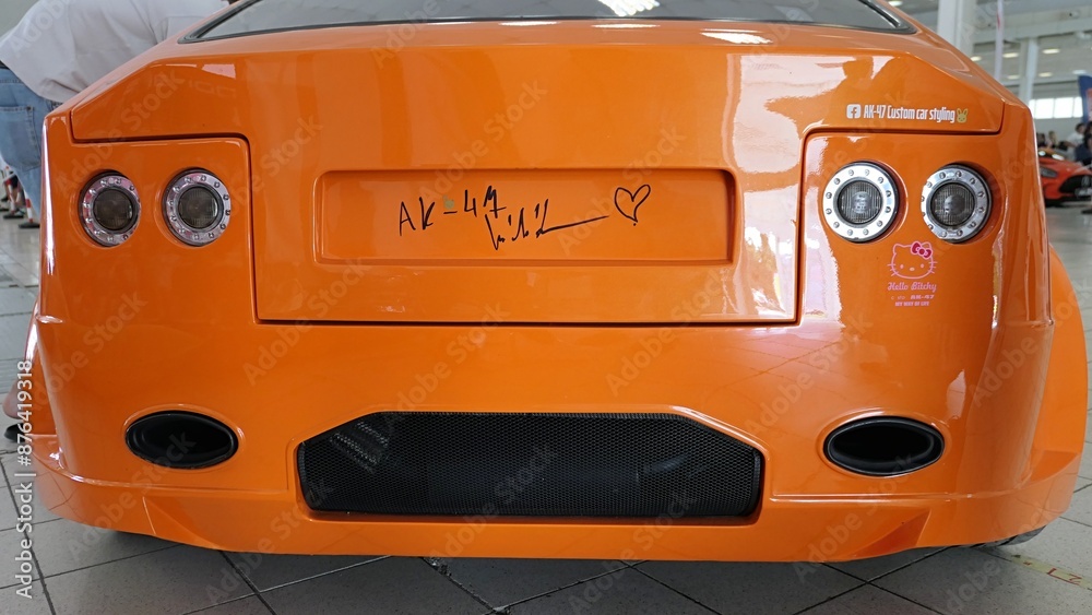 Rear view of heavily tuned Czechoslovak car Skoda Rapid, called Skoda ...