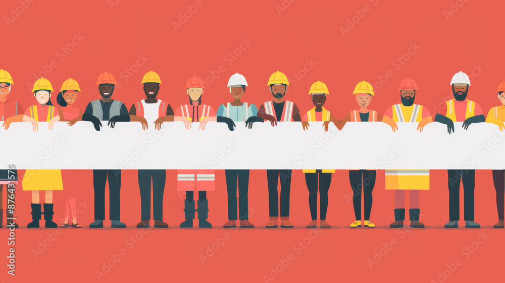 Diverse Construction Workers Holding a Blank Banner - A group of ...
