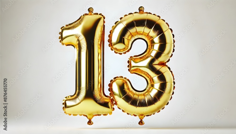 Golden Number 13 Balloons on a Light Background for Special ...