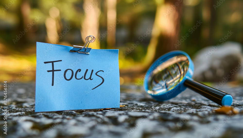 Blue card with the word "Focus" next to a magnifying glass indicating ...