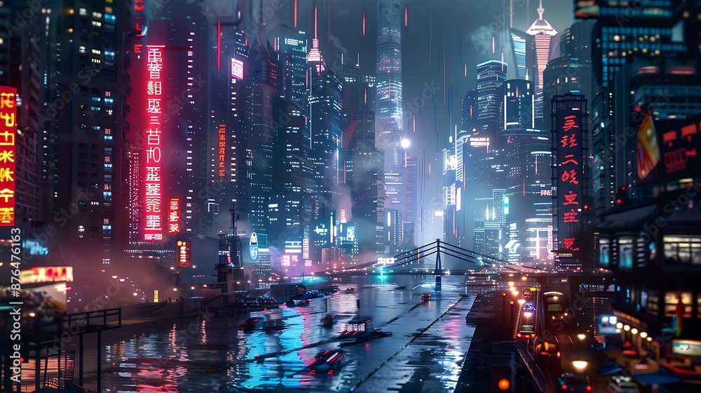 city, night, anime, light, background, building, urban, architecture ...