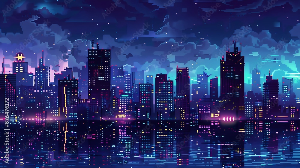 city, night, anime, light, background, building, urban, architecture ...