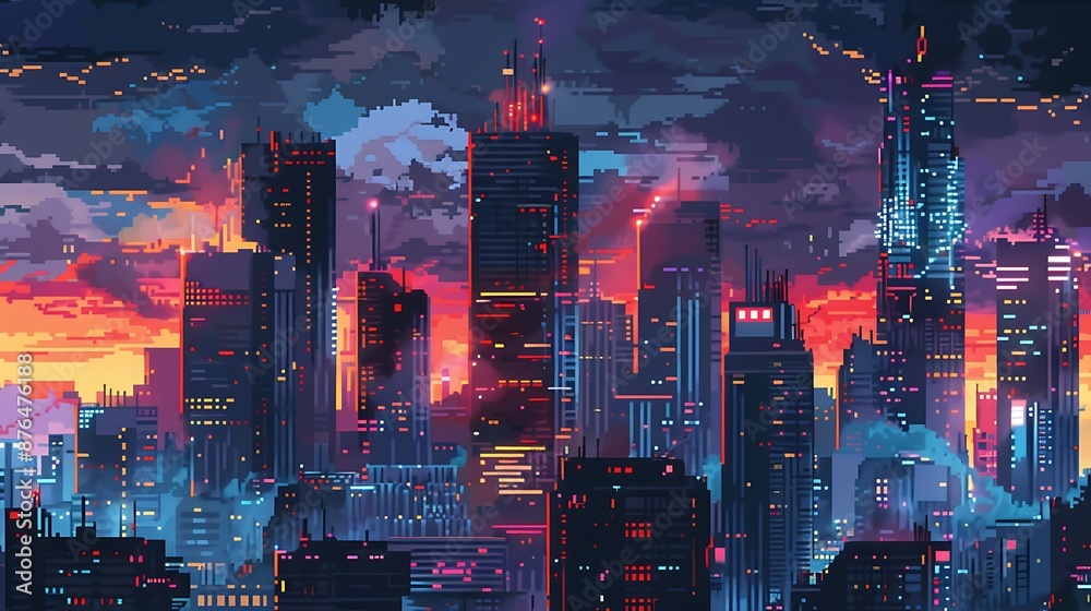 city, night, anime, light, background, building, urban, architecture ...