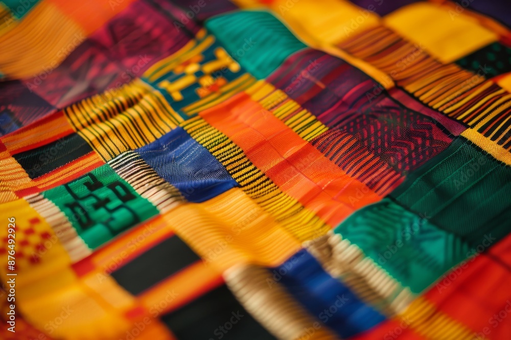 A colorful illustration of traditional Ghanaian kente cloth ...