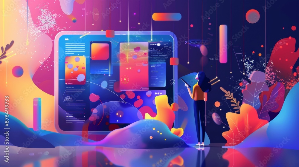 UI and UX design abstract concept vector illustration. Mobile app UI design, website UX, user ...