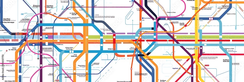 Detailed map of an underground metro system featuring colorful lines ...