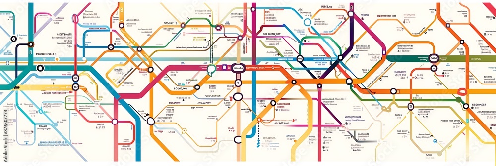 Detailed map of an underground metro system featuring colorful lines ...