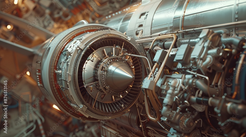 Engine Focus: A detailed look at the airplane's engines, showing the ...