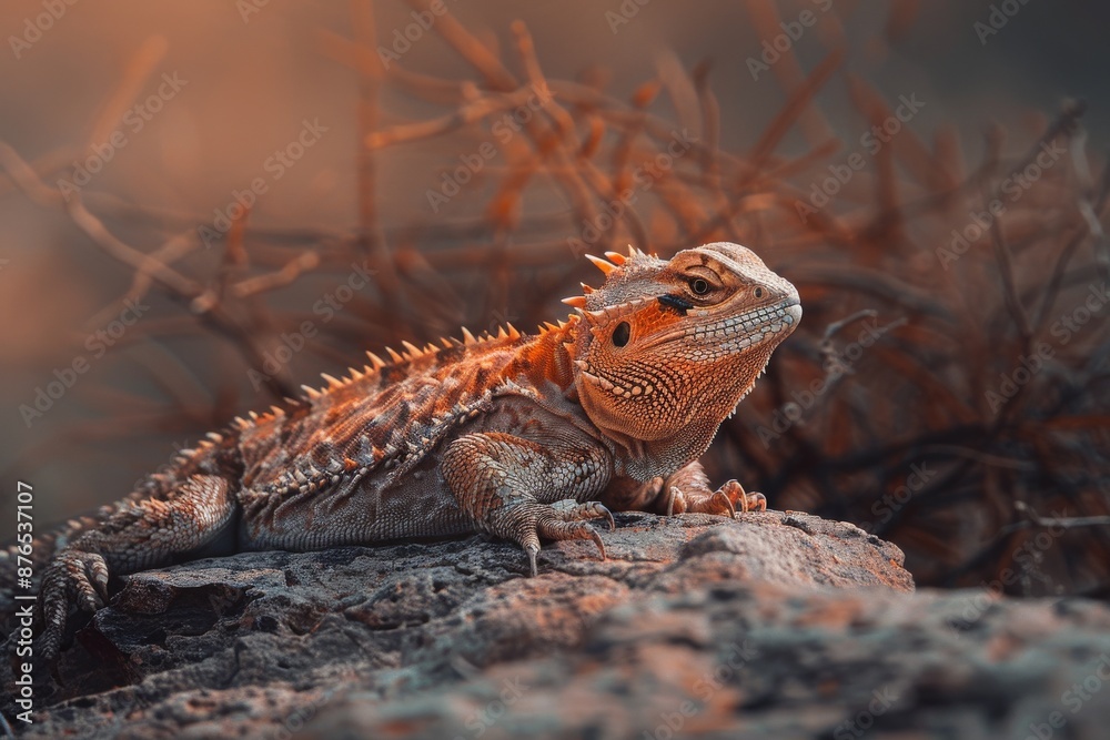 Full body view of Horned Lizard, in natural habitat, full body shot ...