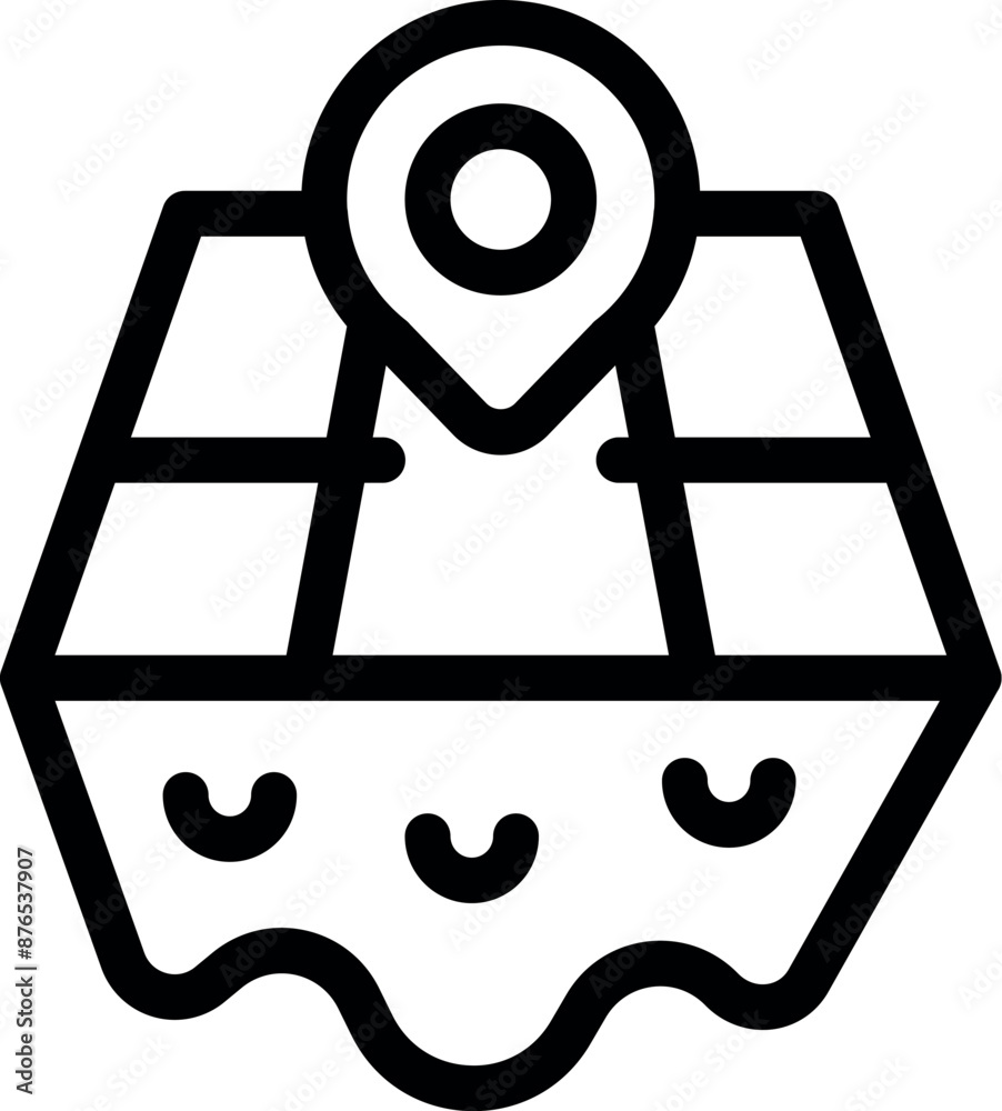 Location pin is marking a specific point on a digital cadastral map ...