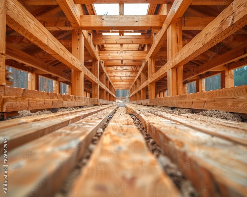 Skilled Installer and Woodworker Constructing a Stunning Wooden ...