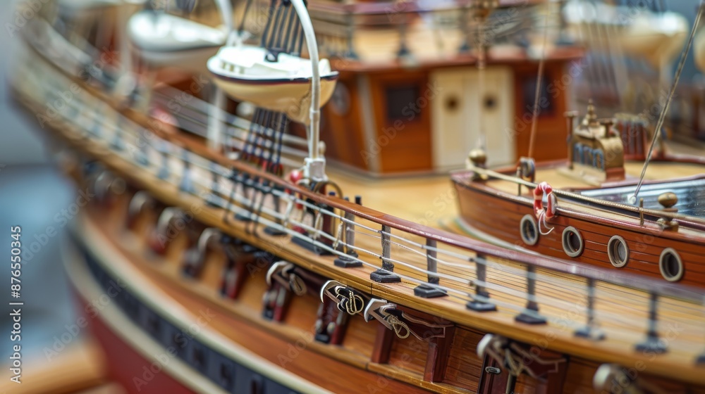 Deck Close-Up: A close-up of the deck of the ship model, showcasing the ...