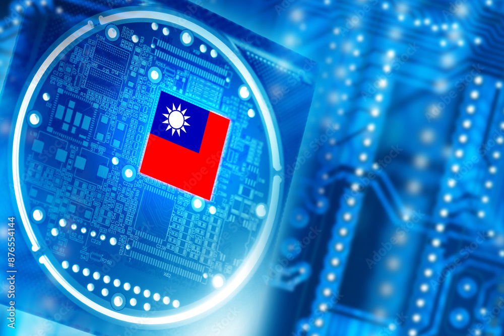 Microprocessor made in Taiwan. Digital board. Computer equipment. PCB ...