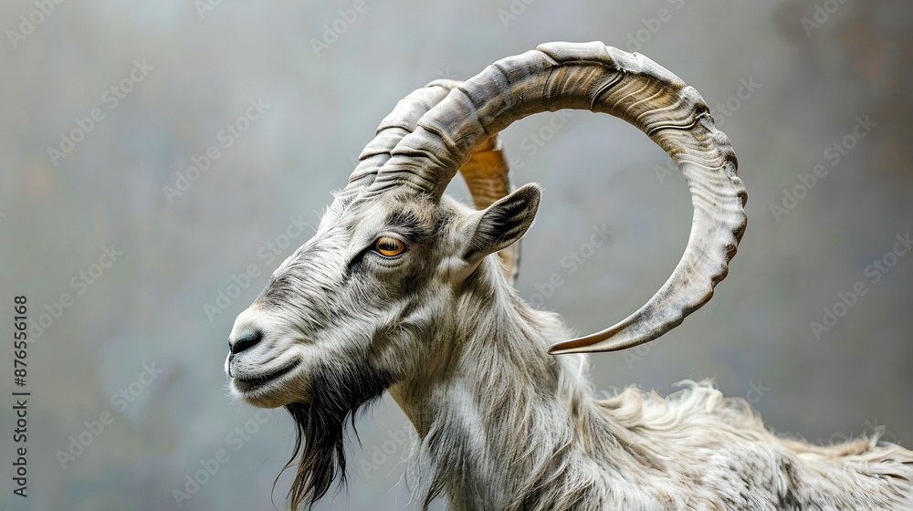 Majestic Markhor Goat with Impressive Spiral Horns Stands Proudly on ...