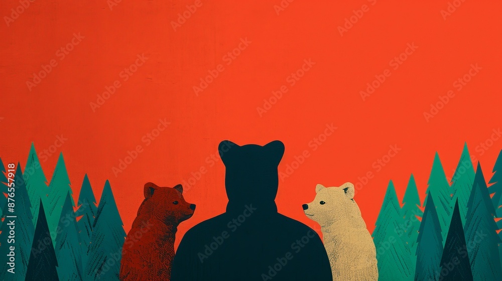 Wildlife protection represented by a ranger guarding endangered species ...