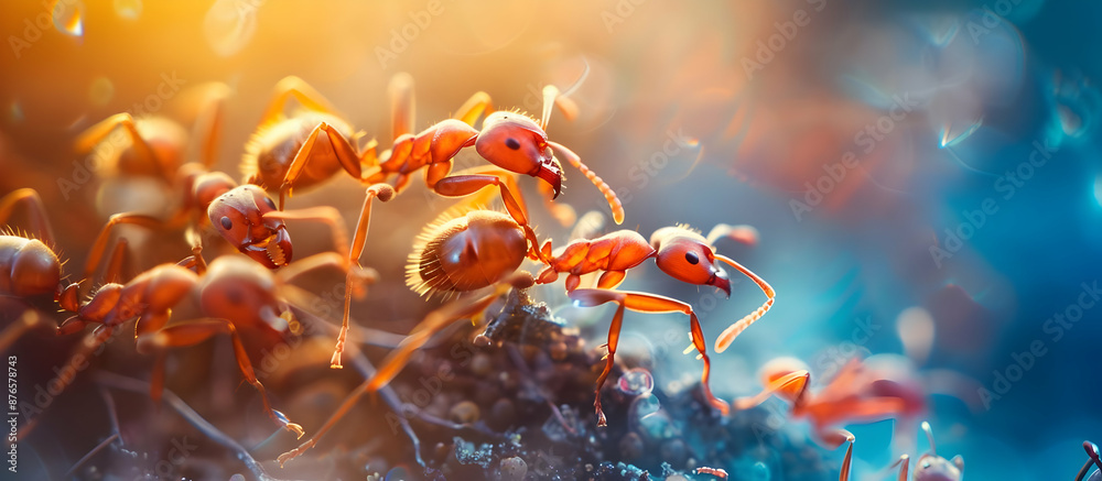 Macro photography of ants crawling and working together in their ...