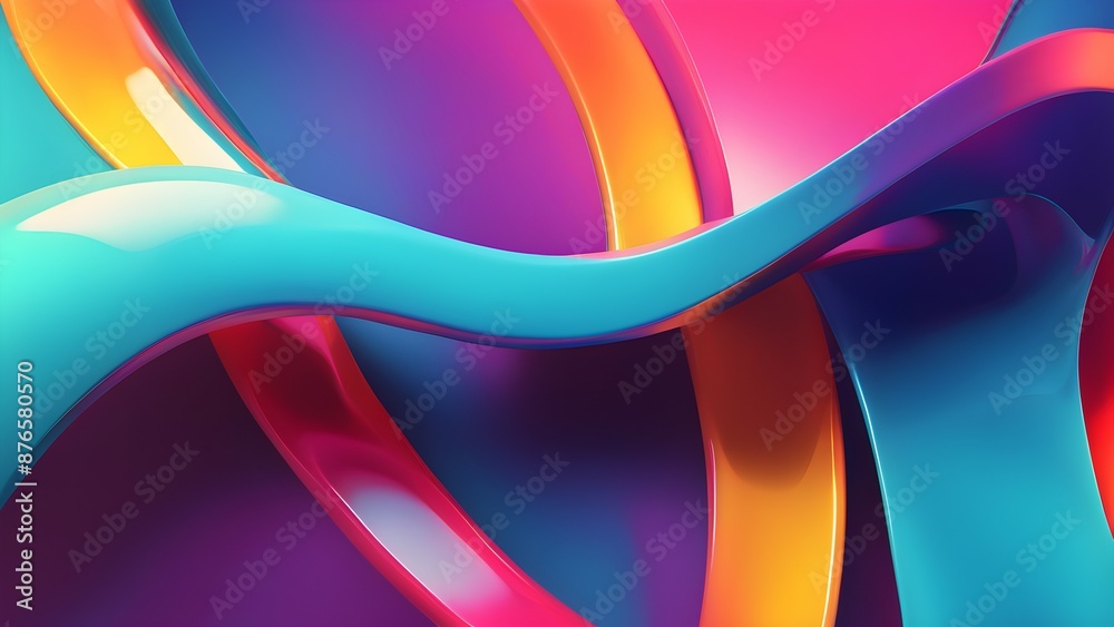 Gradient 3D shapes intertwined in a colorful abstract background Stock ...