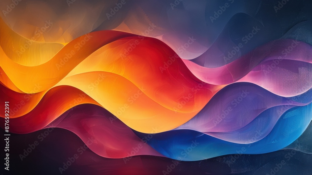 Dynamic Harmony: Curved shapes in deep blue and purple interlace with ...