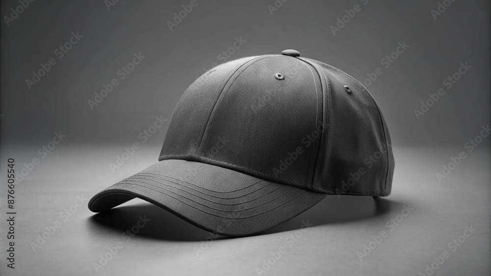 Black baseball caps mockup on a grey background front and back side ...