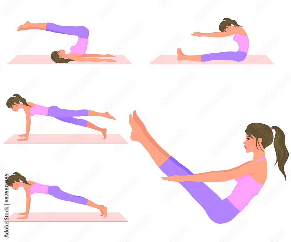 collage of yoga poses Stock Illustration | Adobe Stock