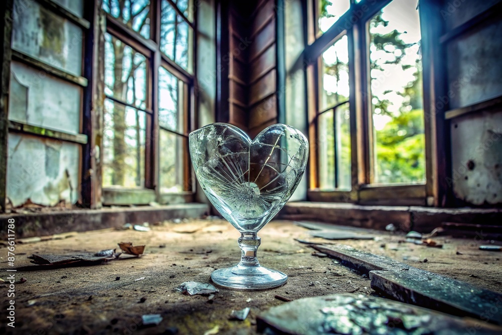 Broken antique glass in an abandoned house Concept of past life broken ...
