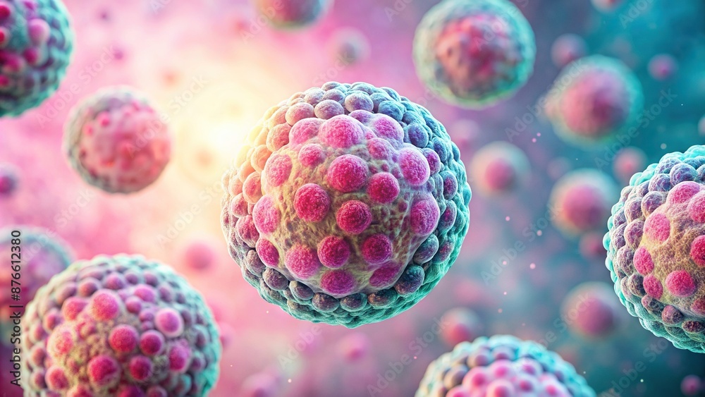 Germ cell division medium shot pastel pink glow soft focus light ...