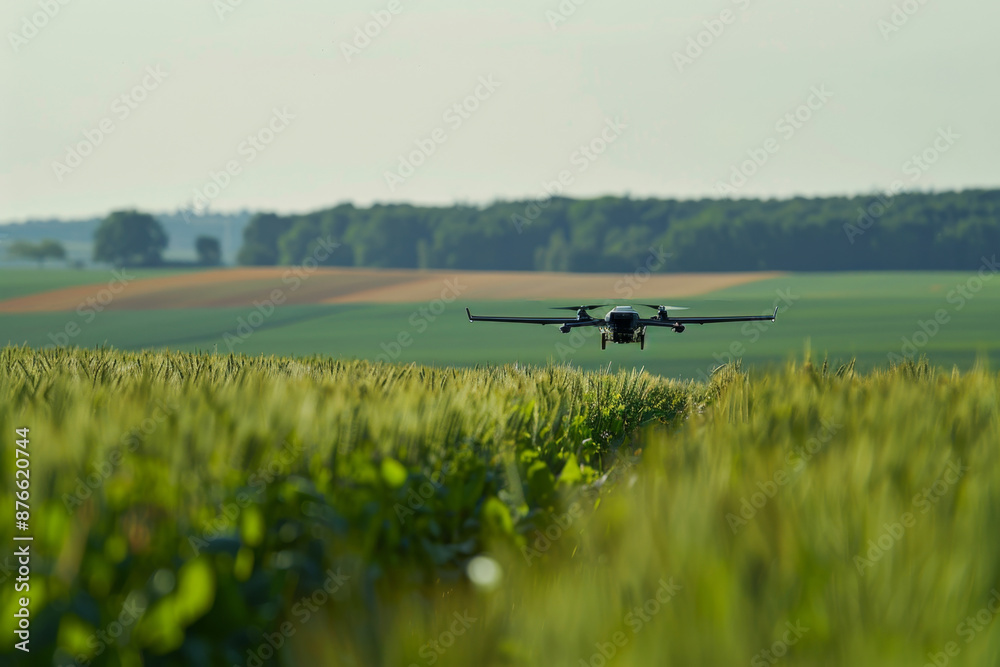 A fixed-wing drone monitoring agricultural efficiency in modern farming ...