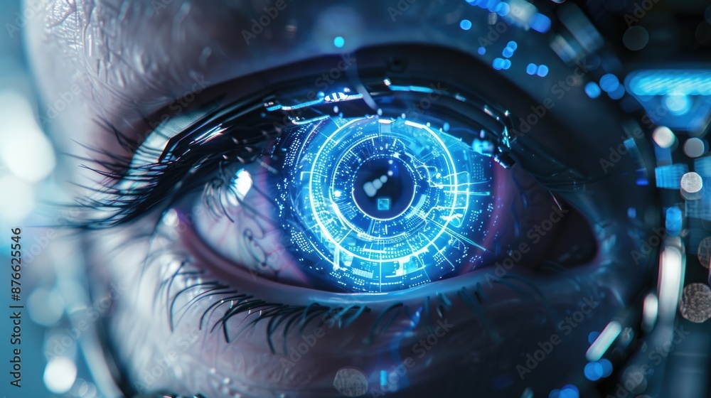 Human android cyborg eye futuristic control protection personal ...
